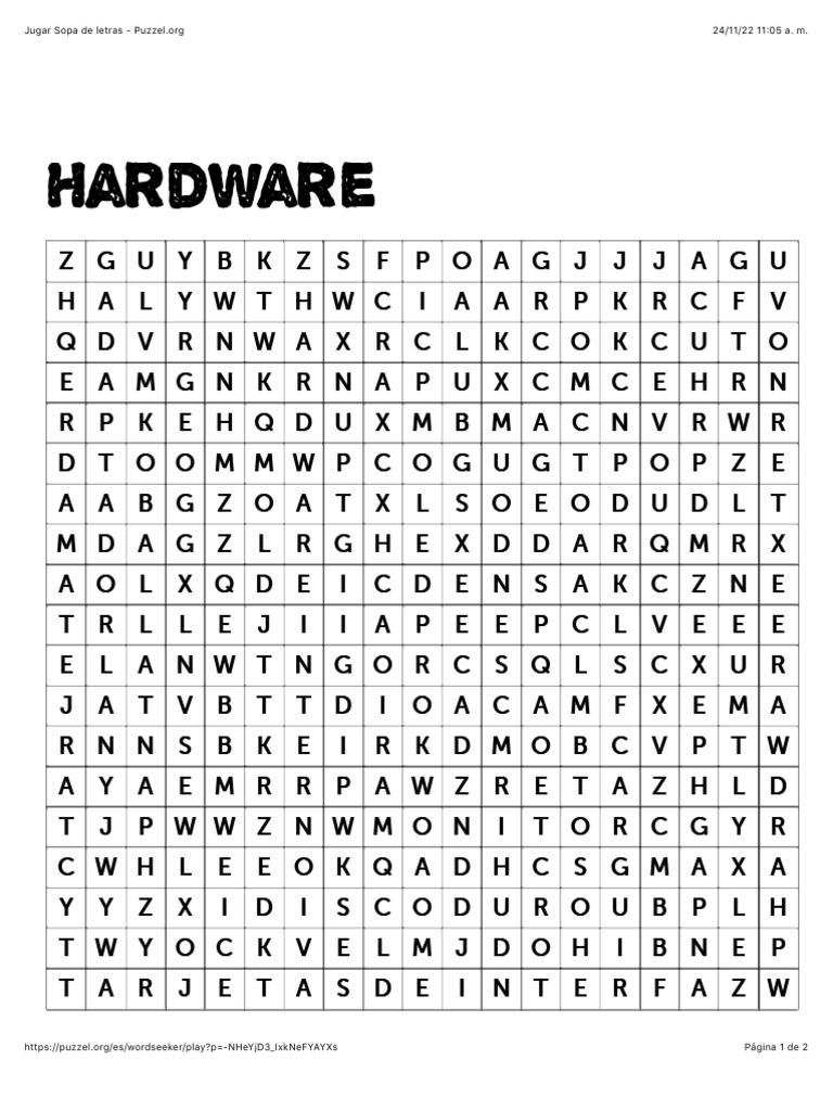 Sopa de Letras - Hardware | PDF | Tecnología de información y ...