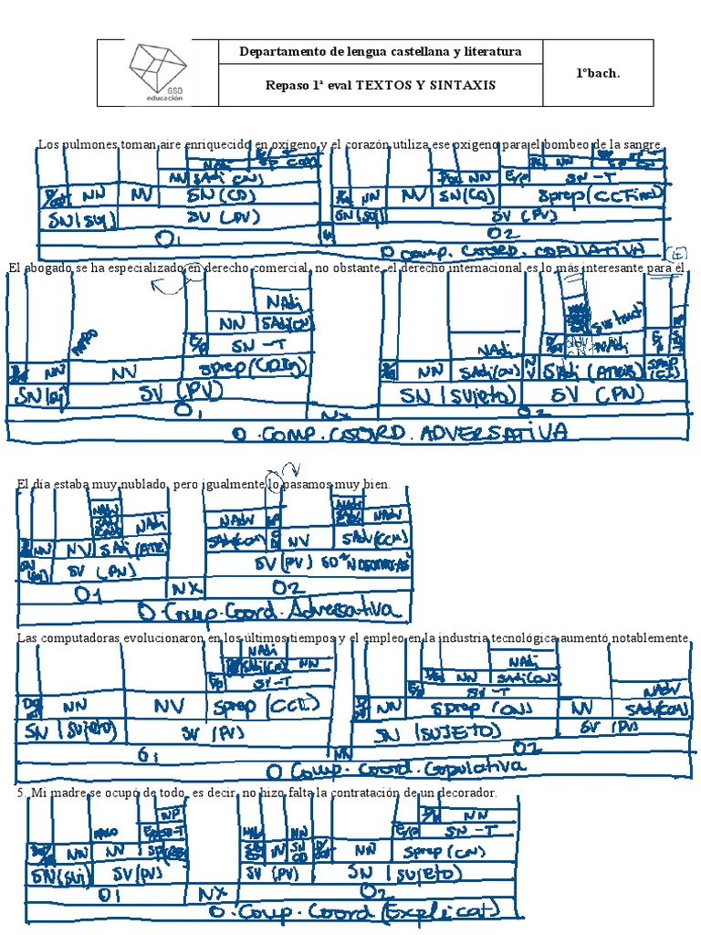 Textos y Oraciones para Repaso Parcial 1 Eval - CORRECCIÓN | PDF