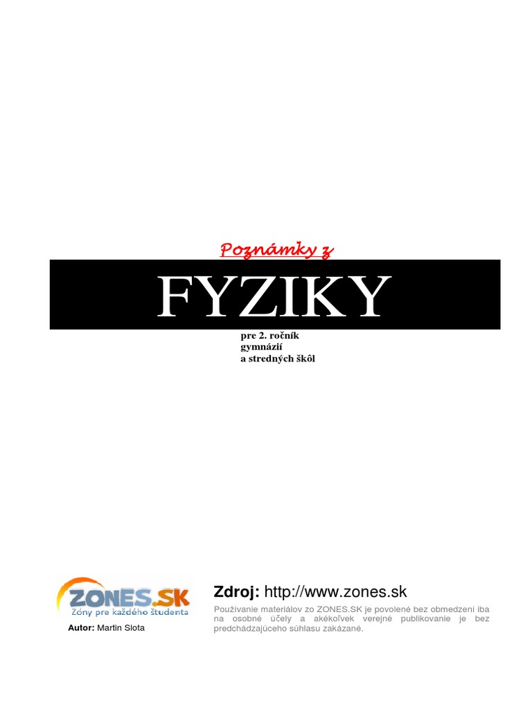 Poznamky Fyzika 2 Rocnik | PDF
