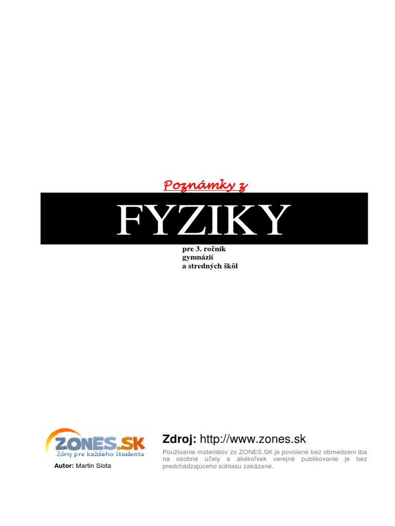 Poznamky Fyzika 3 Rocnik | PDF