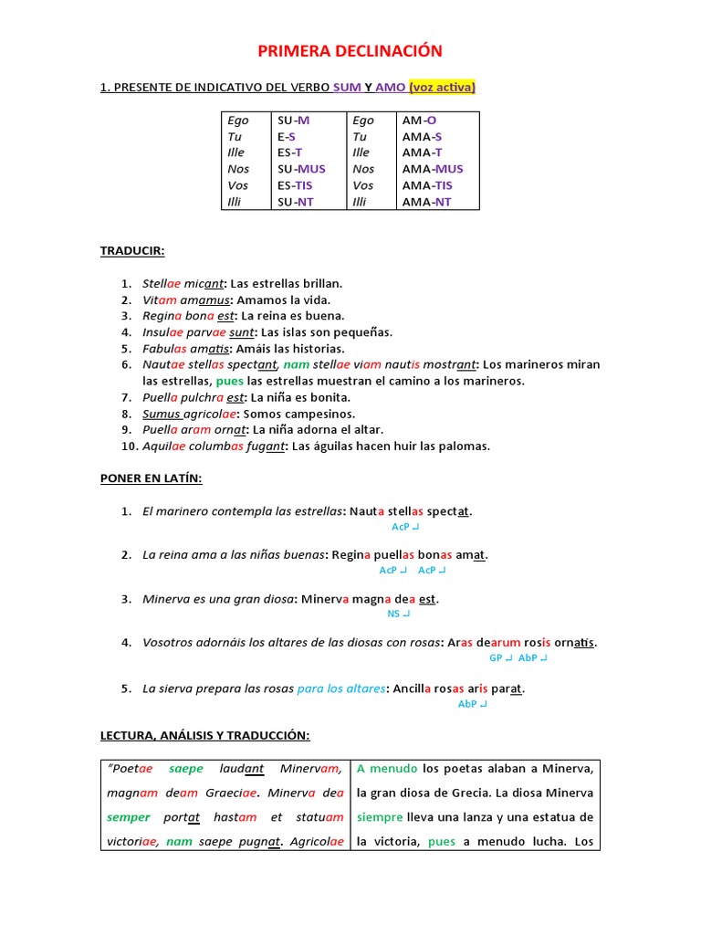 Verbos Latinos: Sum y Amo en Presente | PDF | Mecánica del lenguaje ...