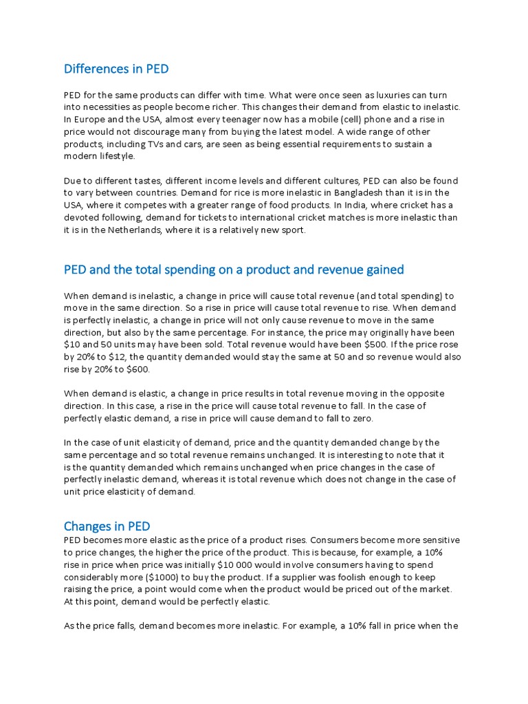 Differences in PED | PDF | Demand | Elasticity (Economics)