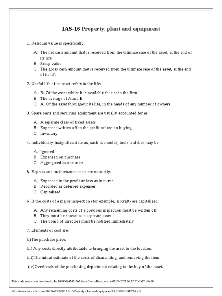 IAS 16 Property Plant and Equipment TANGIBLE SET2 | PDF | Depreciation ...