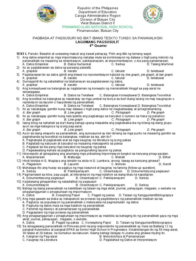 Pagbasa at Pagsusuri Q4 | PDF