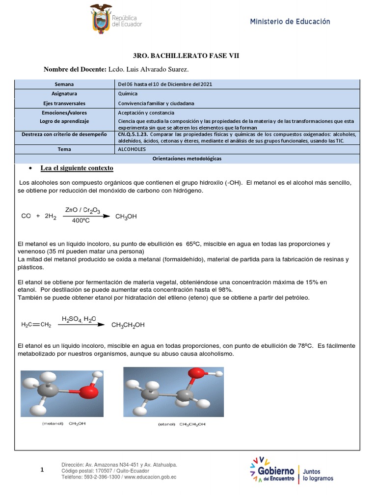 Química Orgánica: Lecciones sobre Alcoholes | PDF | Etanol | Metanol
