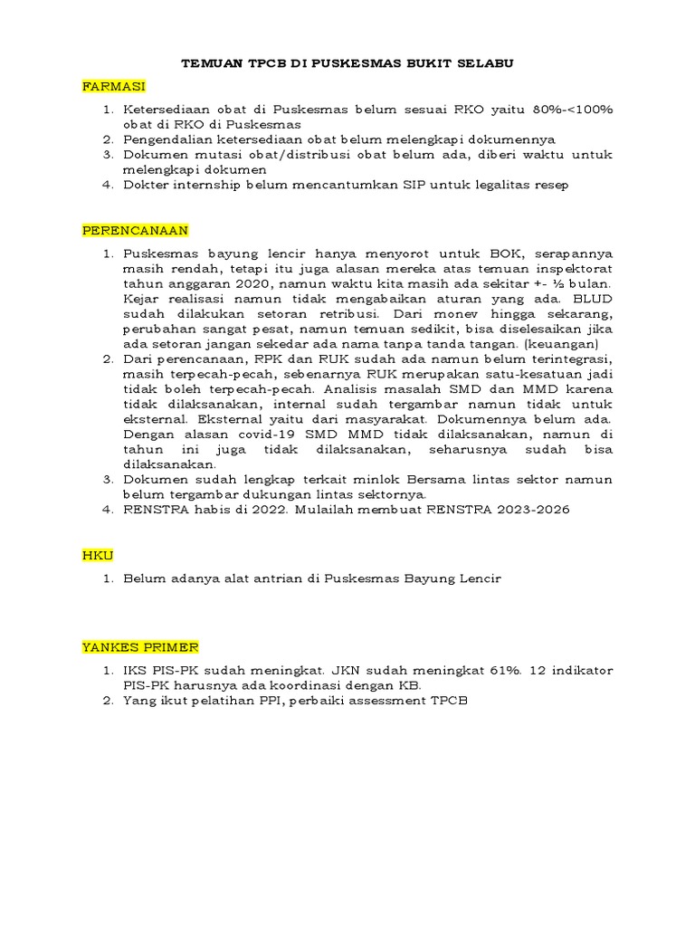 Laporan Temuan TPCB Bukit Selabu | PDF