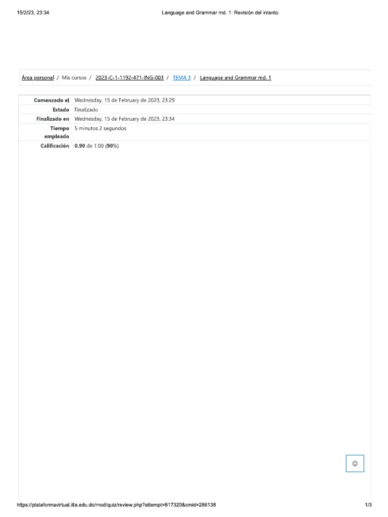 Language and Grammar Md. 1 Revisión Del Intento | PDF