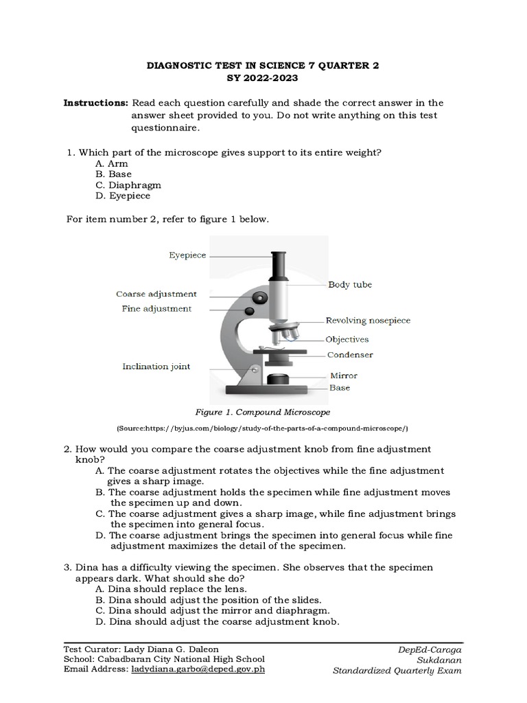 Figure 1. Compound Microscope | PDF | Reproduction | Cell (Biology)