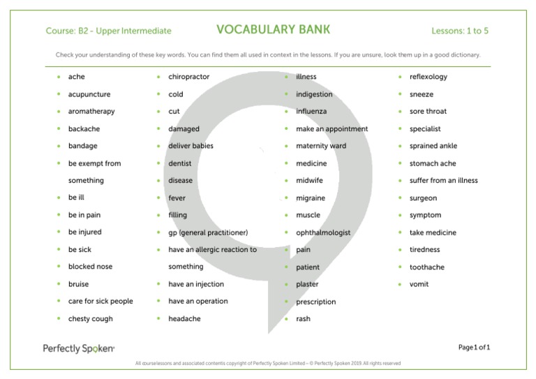 B2 - Lesson 1-5 - Vocabulary Bank | PDF