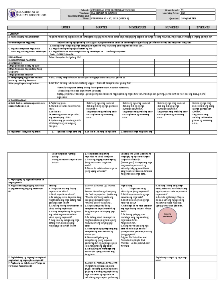DLL - Esp 6 - Q3 - W3 | PDF