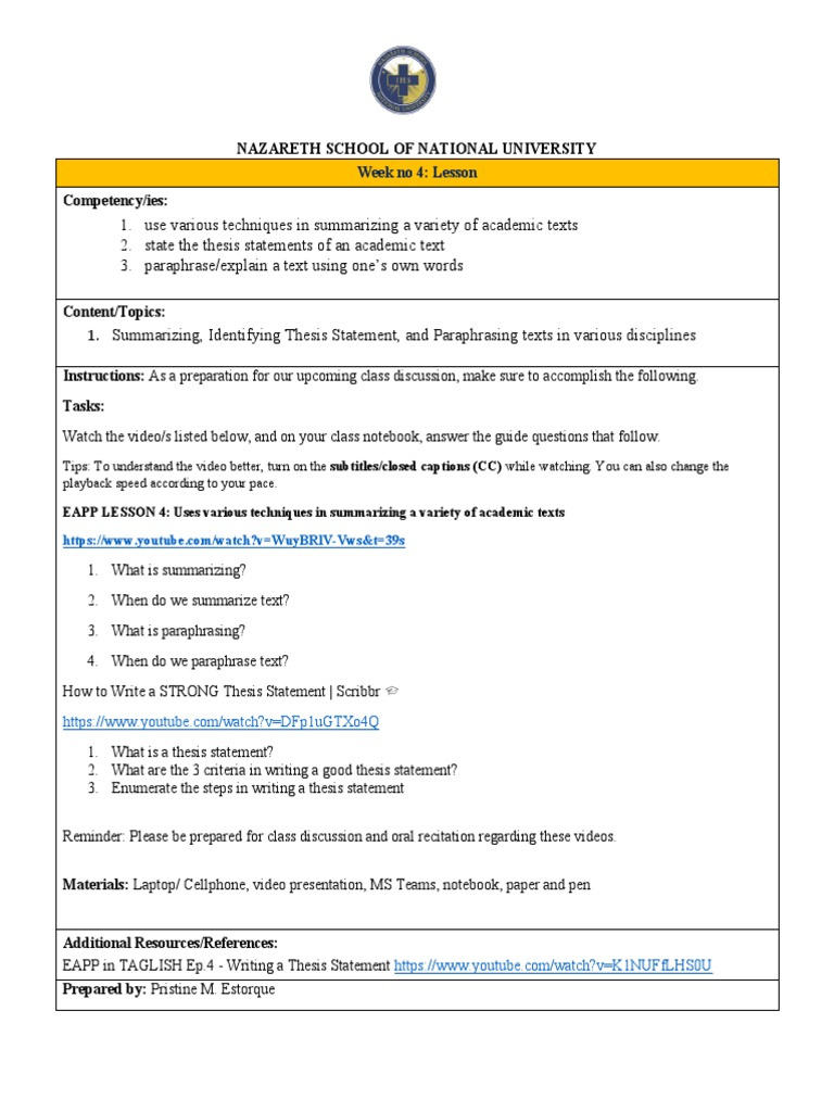 EAPP WEEK 4 Flipped Classroom Task | PDF