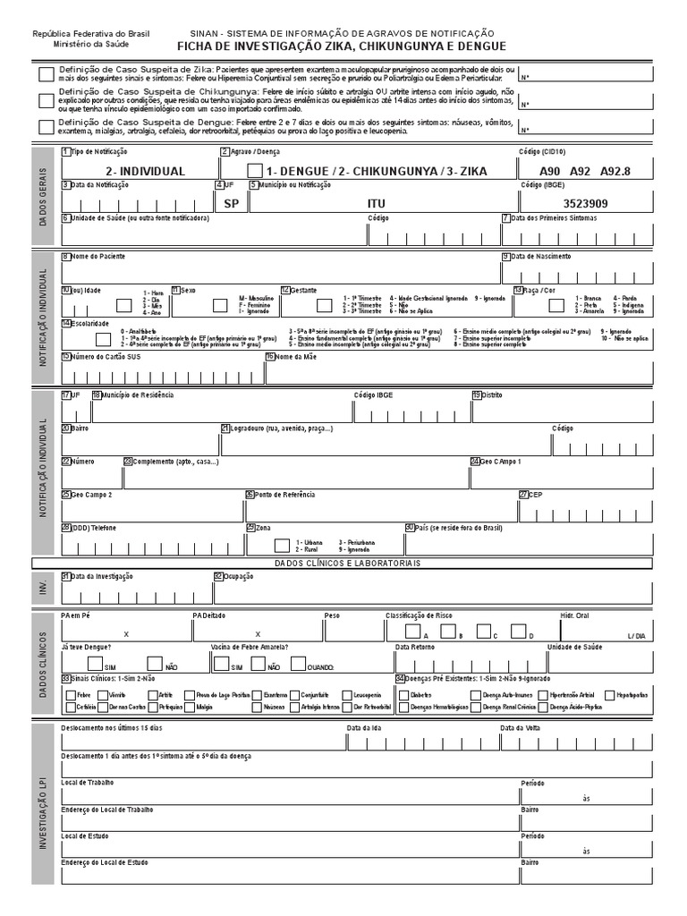 Ficha Suspeita 2017 Ok | PDF | Febre do vírus Zika | Vírus da Zika
