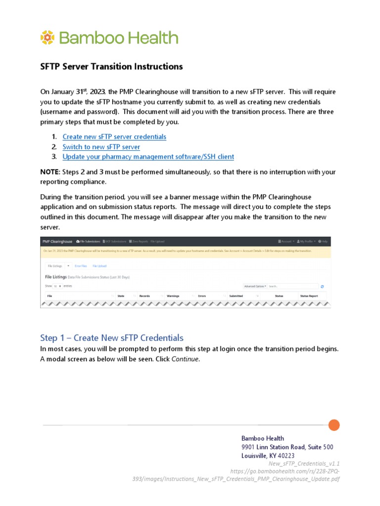 Instructions New SFTP Credentials PMP Clearinghouse Update | PDF | Secure Shell | Server (Computing)