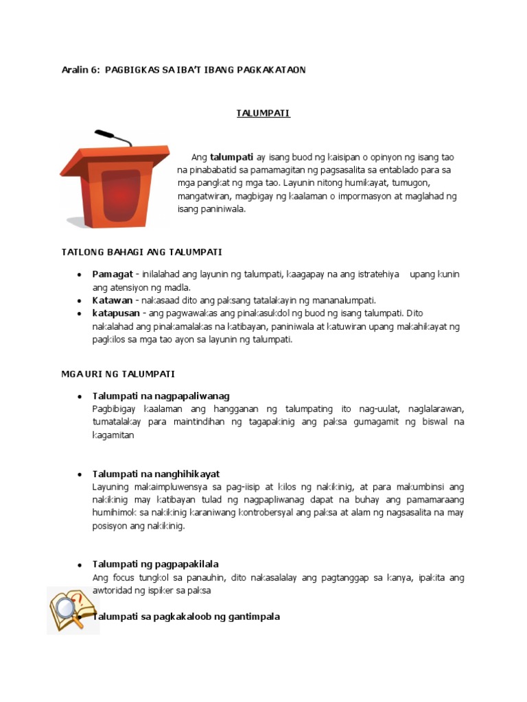 2.2 Aralin 6 - Pagbigkas Sa Iba't Ibang Pagkakataon | PDF