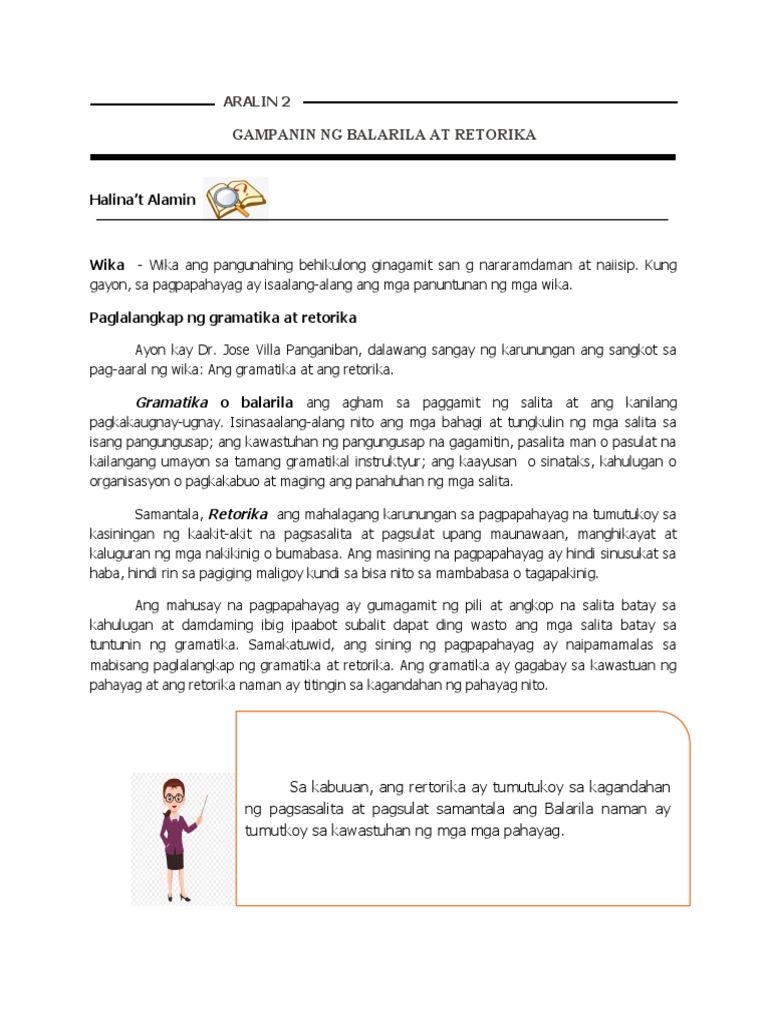 Masining Na Pagpapahayag Lesson 2 | PDF