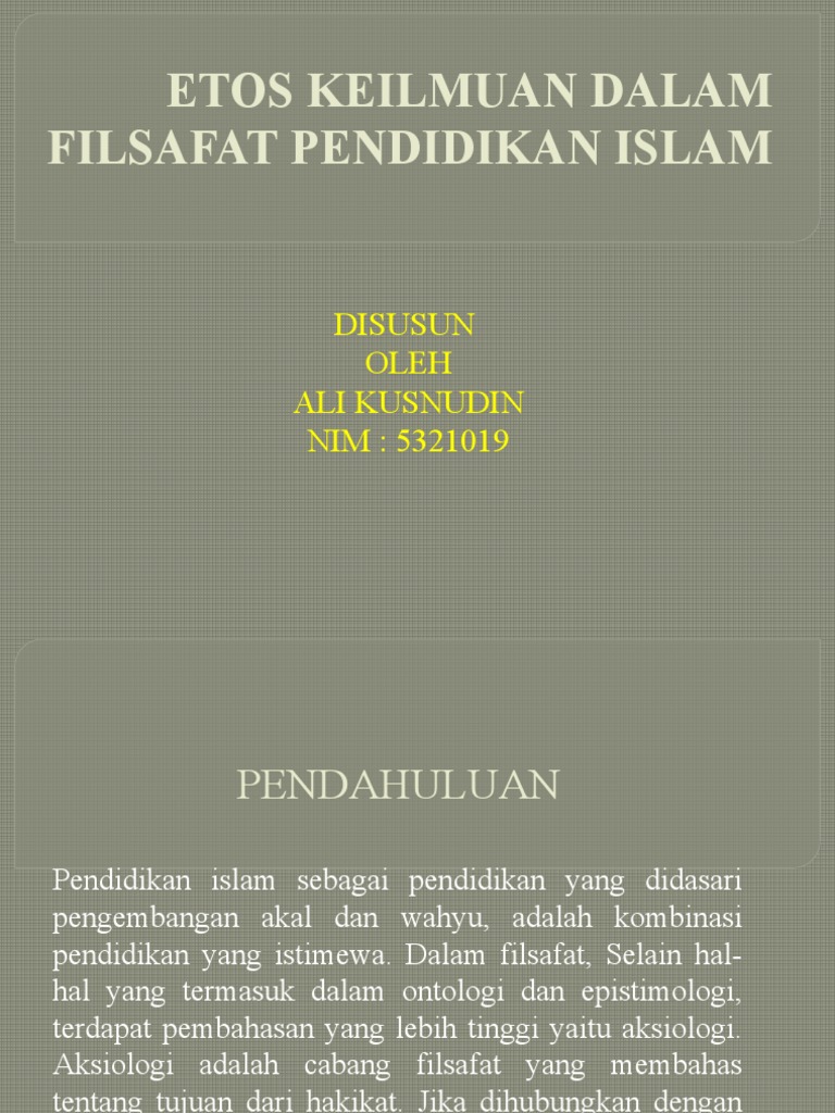 Etos Keilmuan Dalam Filsafat Pendidikan Islam | PDF