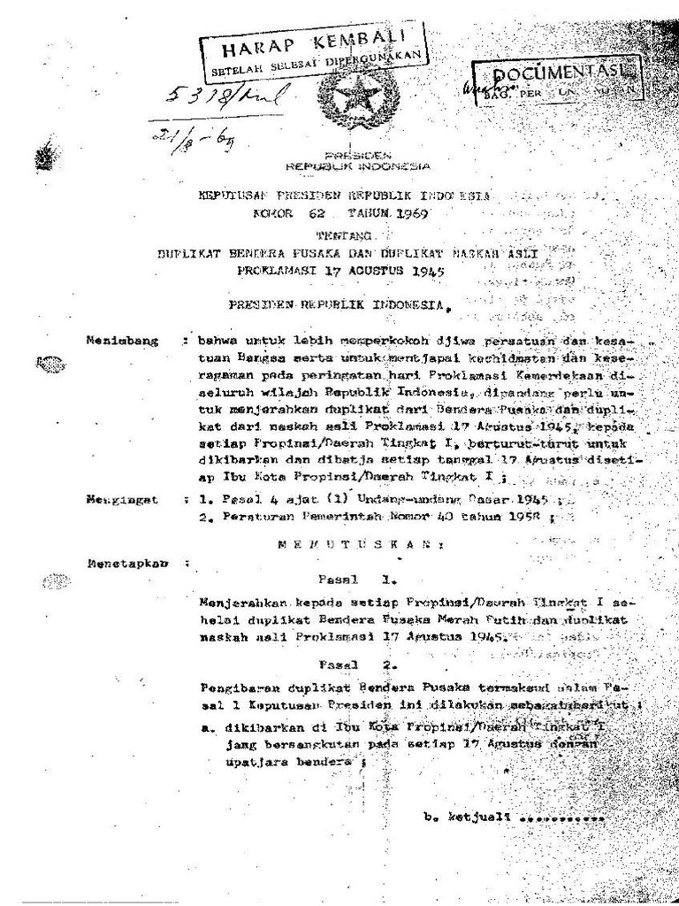 Kepres No.62 Tahun 1969 | PDF
