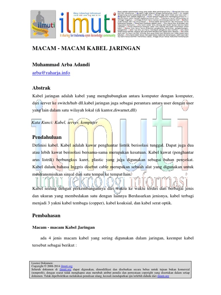Macam Macam Kabel Jaringan | PDF