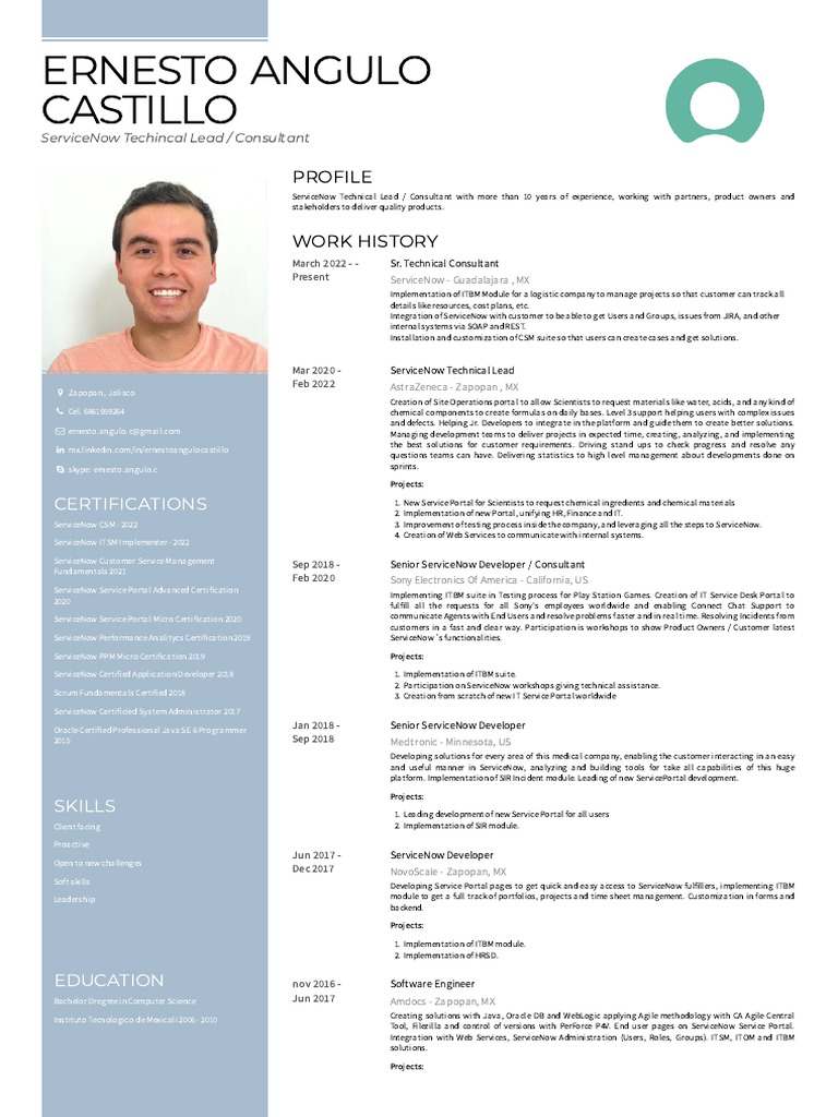 ServiceNow Technical Lead Profile | PDF | Enterprise Resource Planning ...
