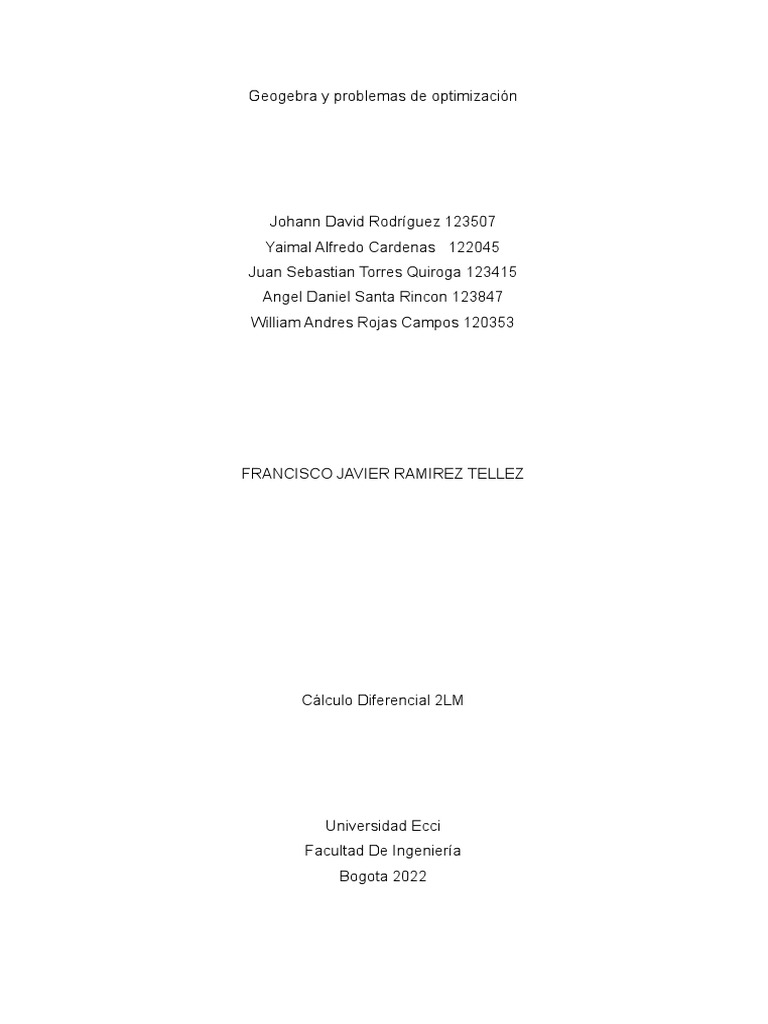 Geogebra y Problemas de Optimización 1 | PDF | Derivado | Optimización Matemática