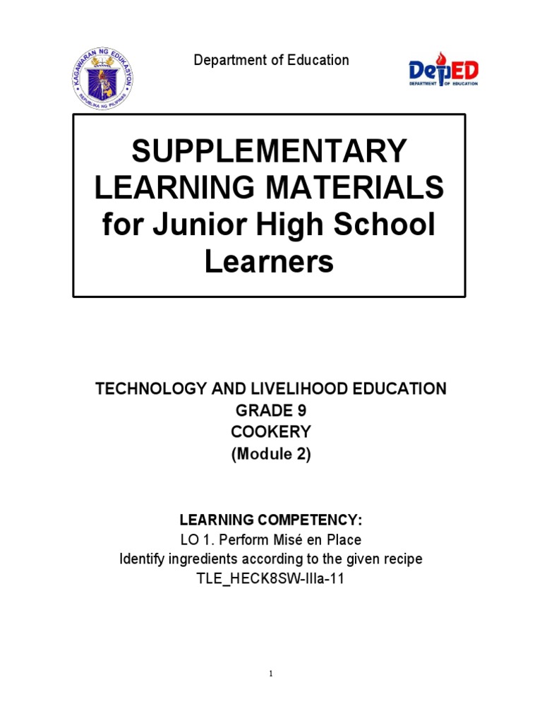 TLE9 COOKERY Q3 M2 Different-Sandwich-Ingredients FV | PDF | Breads ...