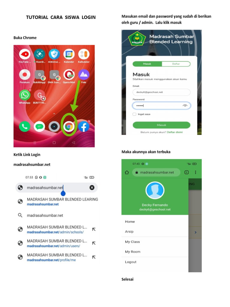 TUTORIAL CARA SISWA LOGIN | PDF