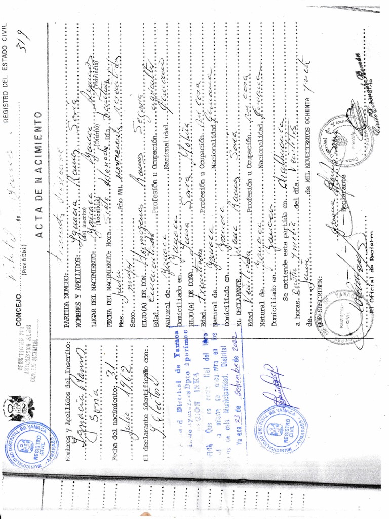 Acta de Nacim | PDF