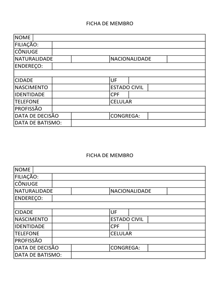 Ficha de Membro | PDF