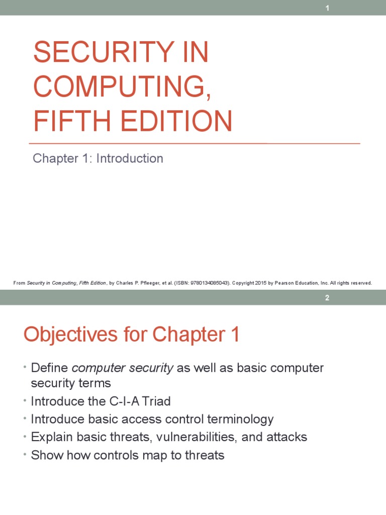 Pfleeger 9780134093093 Ch01 | PDF | Information Security | Security