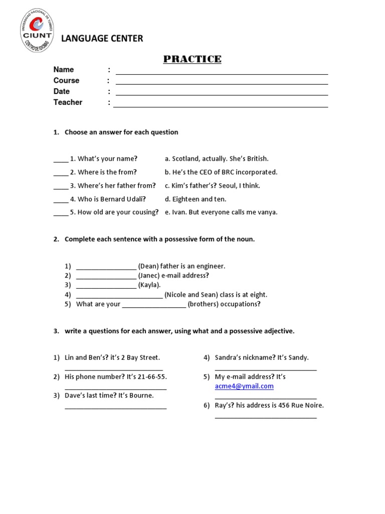 Examen de Ingles Basico 7 | PDF | Linguistics | Linguistic Morphology