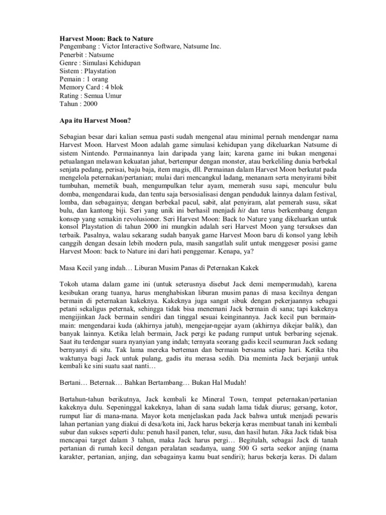 Walk Trough Harvest Moon Back To Nature | PDF