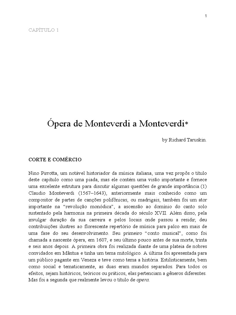 Ópera de Monteverdi A Monteverdi by Richard Taruskin | PDF | Ópera | Orfeu