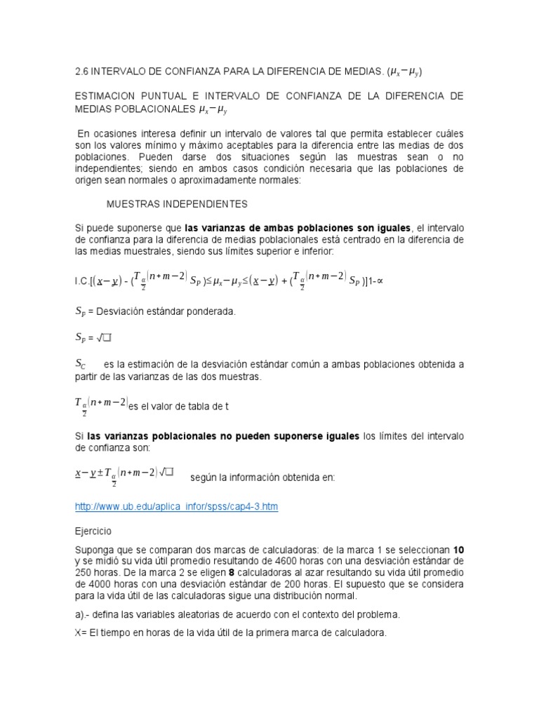 2.6 INtervalo de Confianza para Muestras Apareadas. | PDF | Intervalo ...