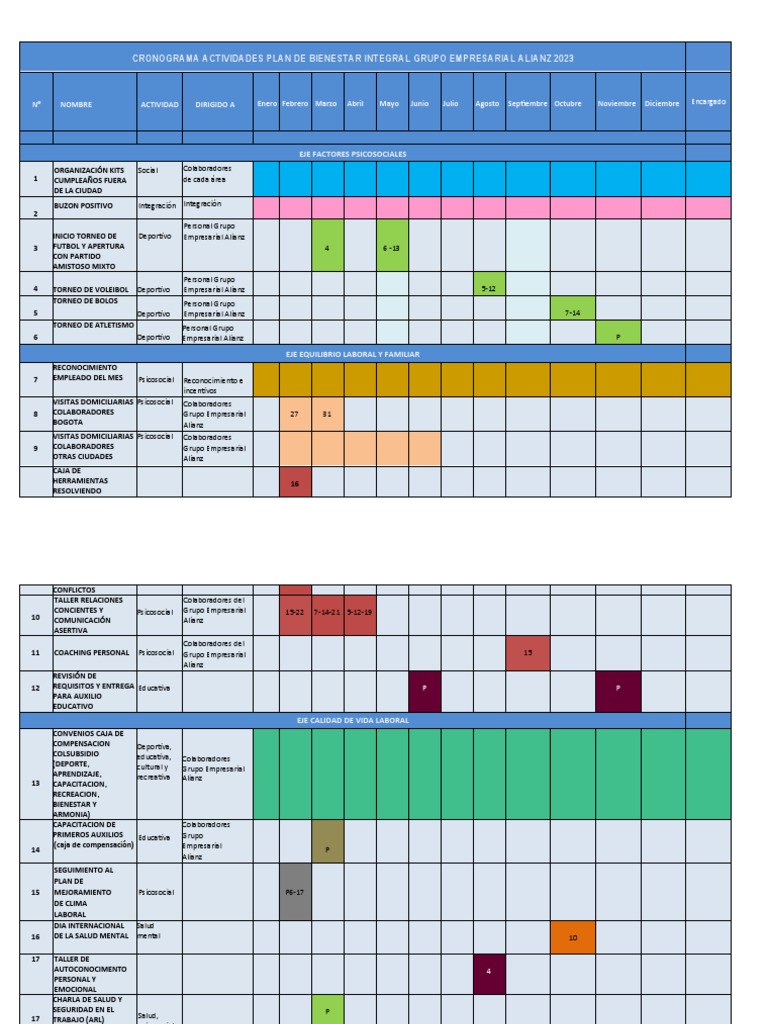 Cronograma Bienestar Laboral 2023 | PDF | Crecimiento personal y ...