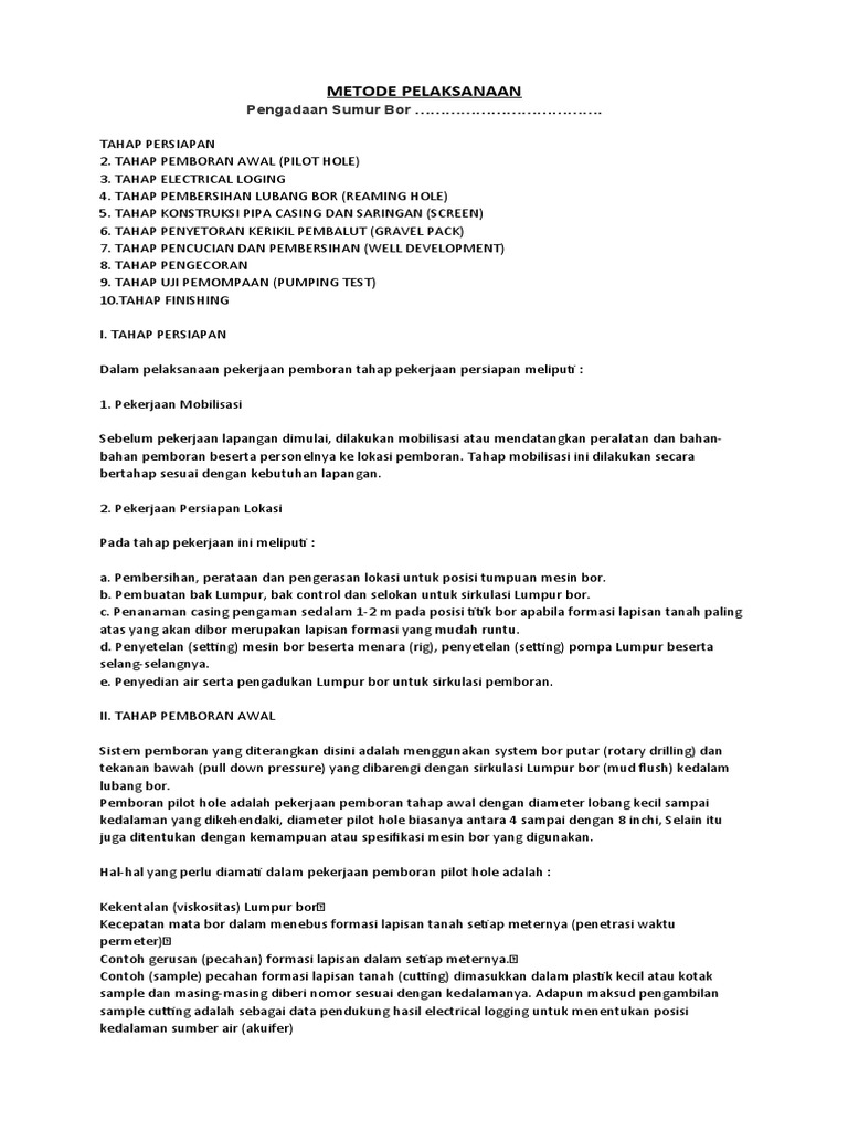 Metode Sumur Bor | PDF