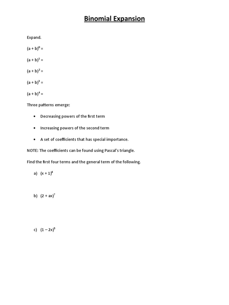 Understanding Binomial Expansion Techniques | PDF