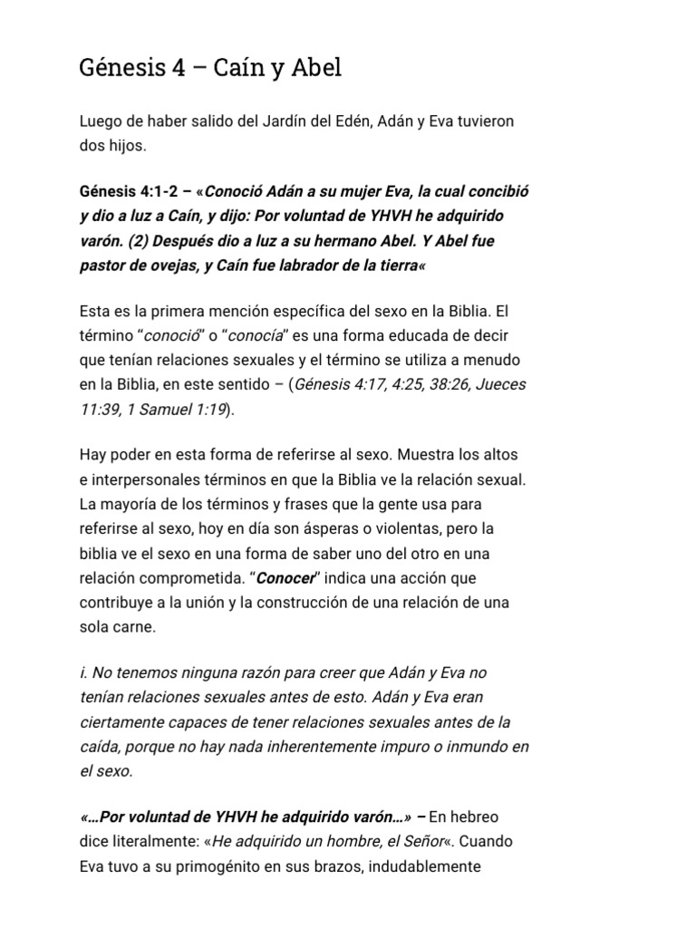 Génesis 4 - Caín y Abel - A Traves de Las Escrituras | PDF | Expiación en el cristianismo ...