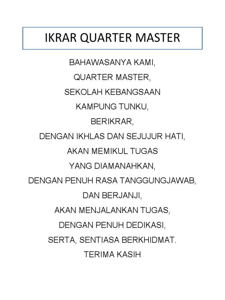 Ikrar Quarter Master | PDF