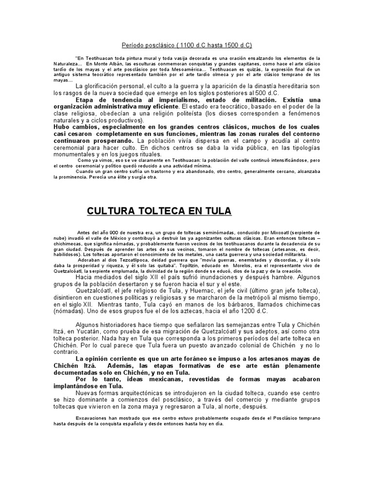 Toltecas | PDF | Civilización maya | Mesoamérica