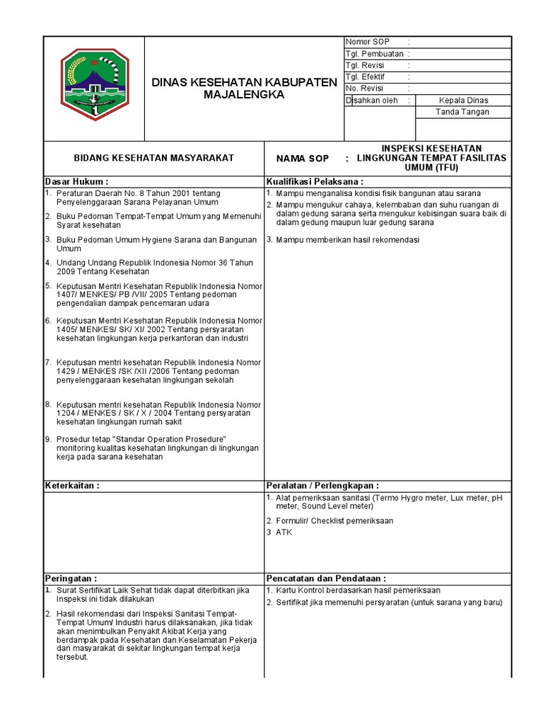 Inspeksi Kesehatan Lingkungan TFU | PDF