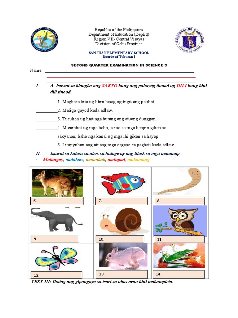 Quarter 2 - Exam in Science 3 | PDF