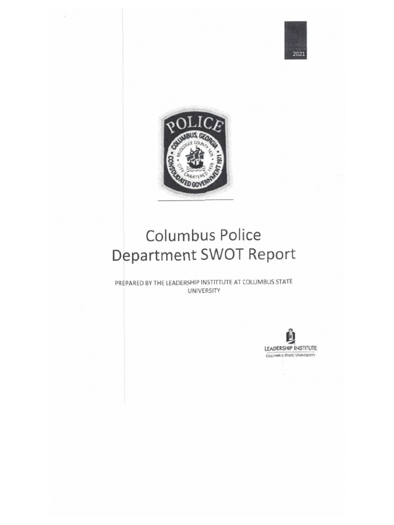 Columbus Police Department SWOT Report (2021) | PDF | Swot Analysis ...