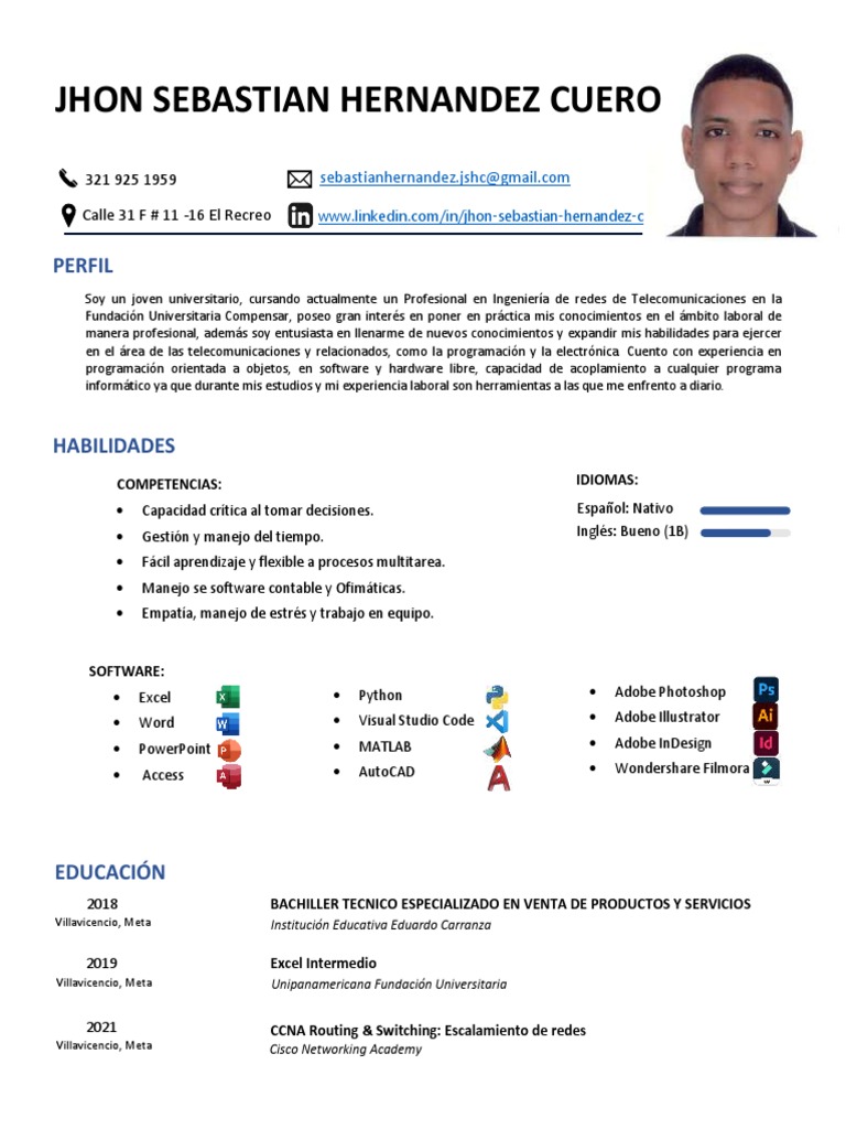 CV Jhon Sebastian Hernandez Cuero Low Quallity | PDF | Informática