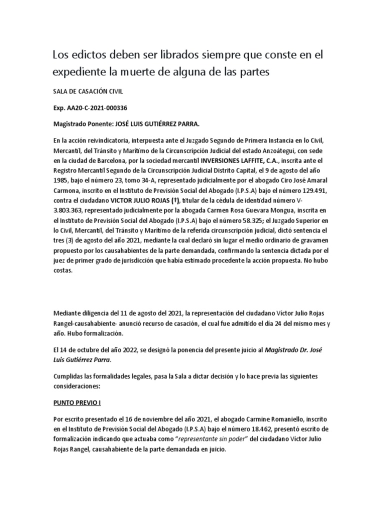 Los Edictos Deben Ser Librados Siempre Que Conste en El Expediente La ...
