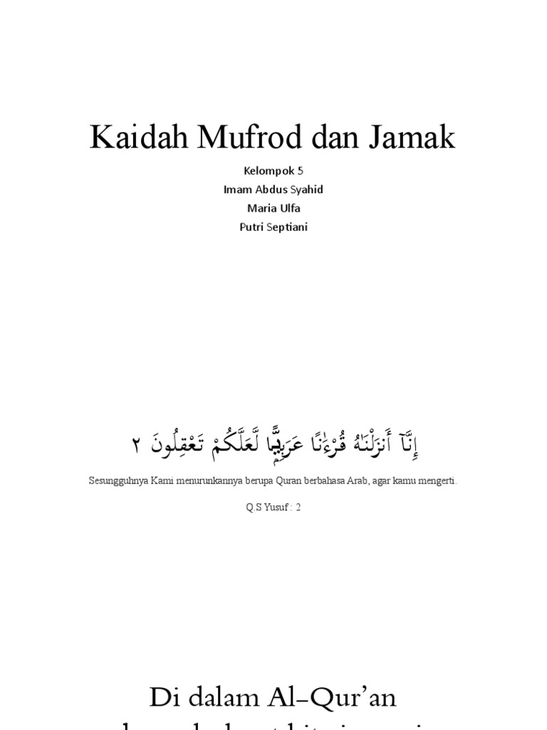 Kaidah Mufrod dan Jamak dalam Bahasa Arab | PDF