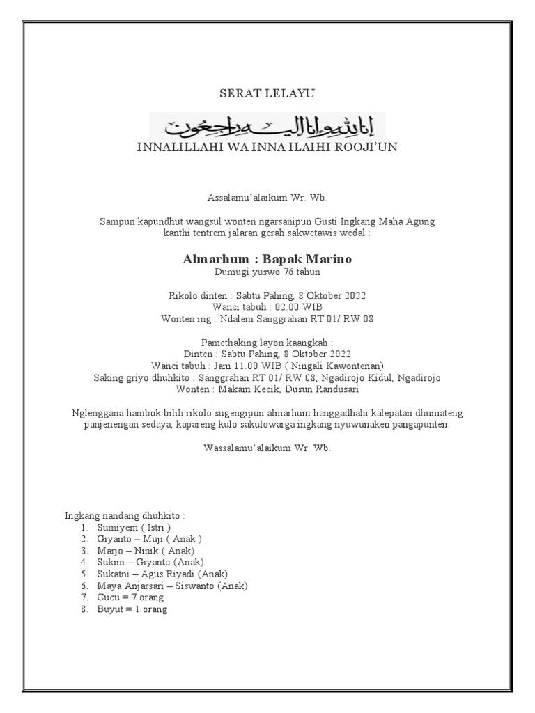 Contoh Serat Lelayu | PDF