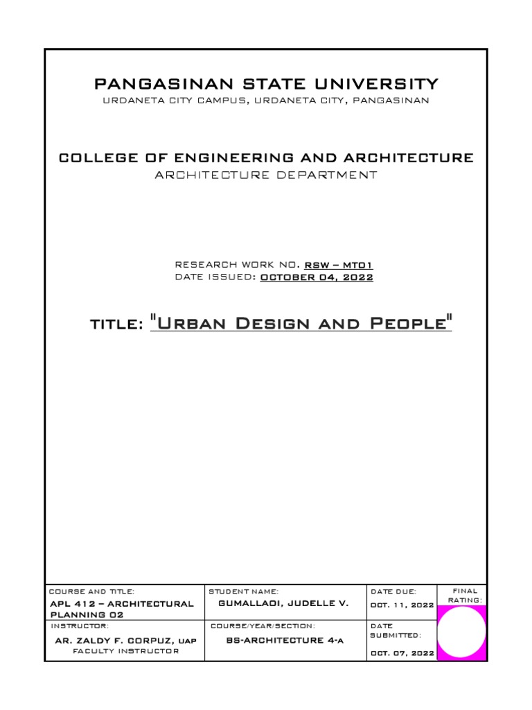 Apl412 Gumallaoi Judelle v. RNW-MT 01 | PDF | Urban Design | Infrastructure