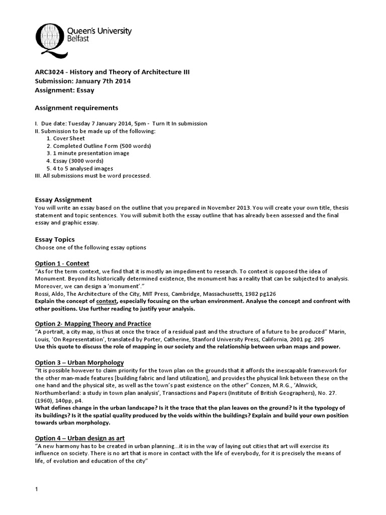 Architecture Essay Guidelines | PDF | Essays | Turnitin