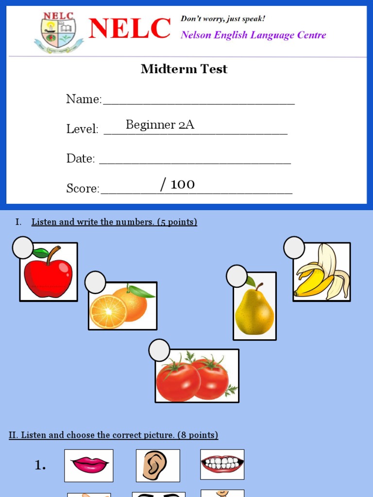Midterm Assessment: Beginning Level 2A | PDF