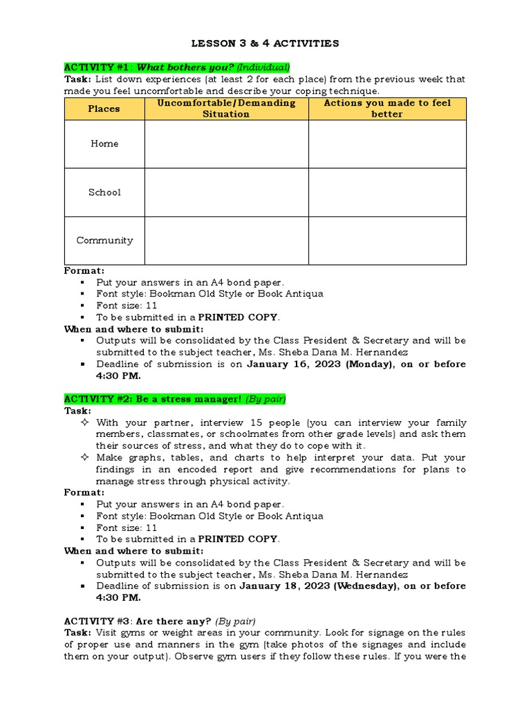 L3 4 Activities | PDF